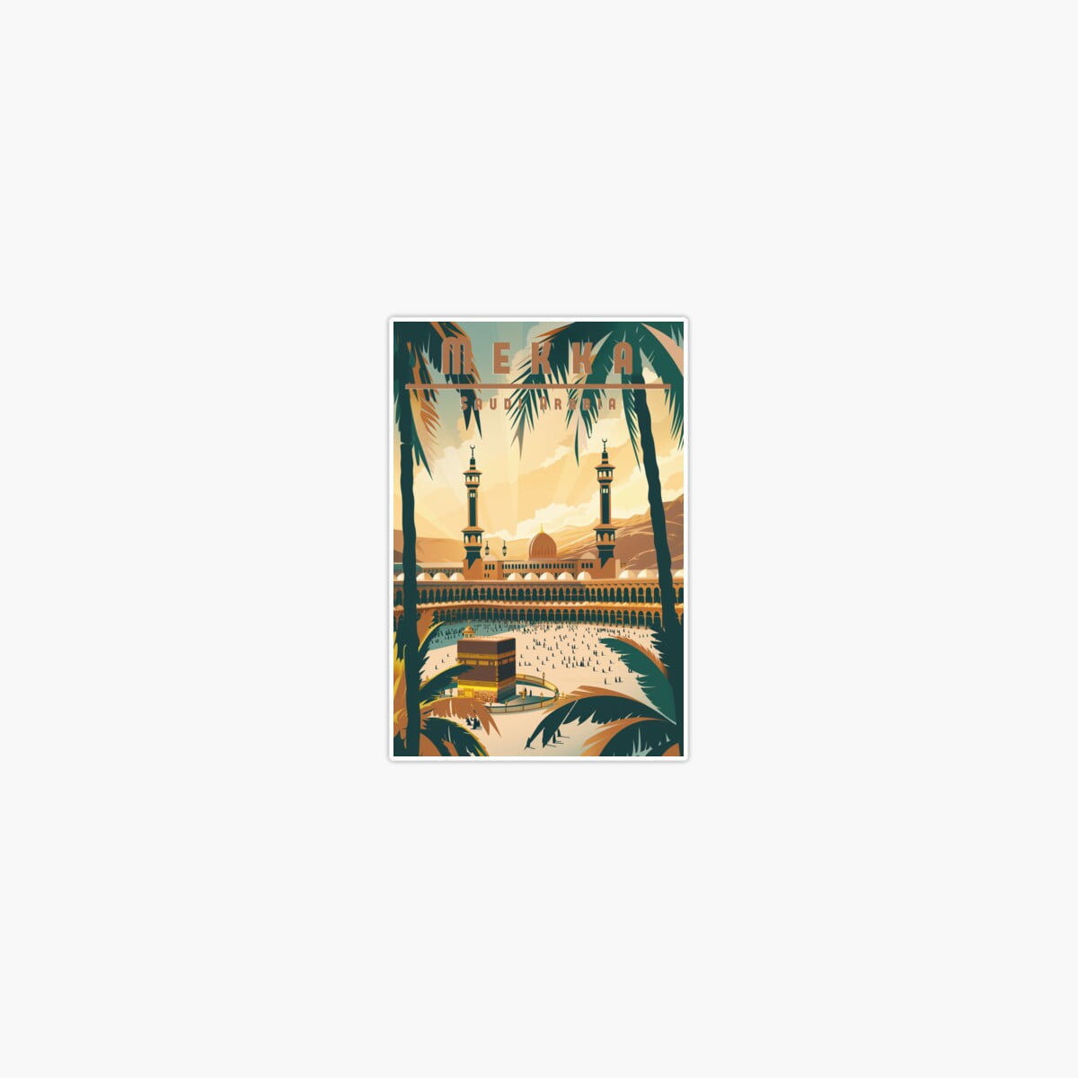 DOPASTICKER Retro Travel Poster For Mecca Explore The Past! Sticker ...
