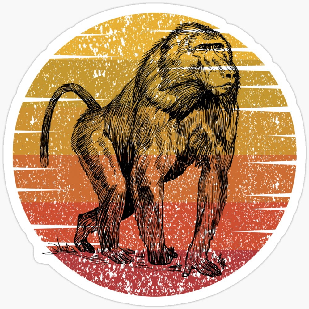 DOPASTICKER Retro Vintage Baboon Gift, Baboon Retro Vintage Sunset Gift ...