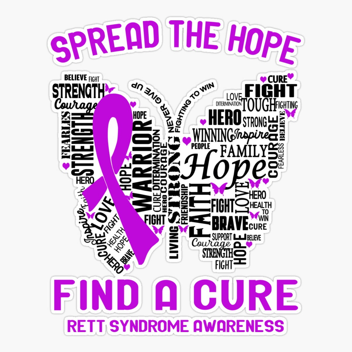 DOPASTICKER Rett Syndrome Awareness, Spread The Hope Find A Cure ...