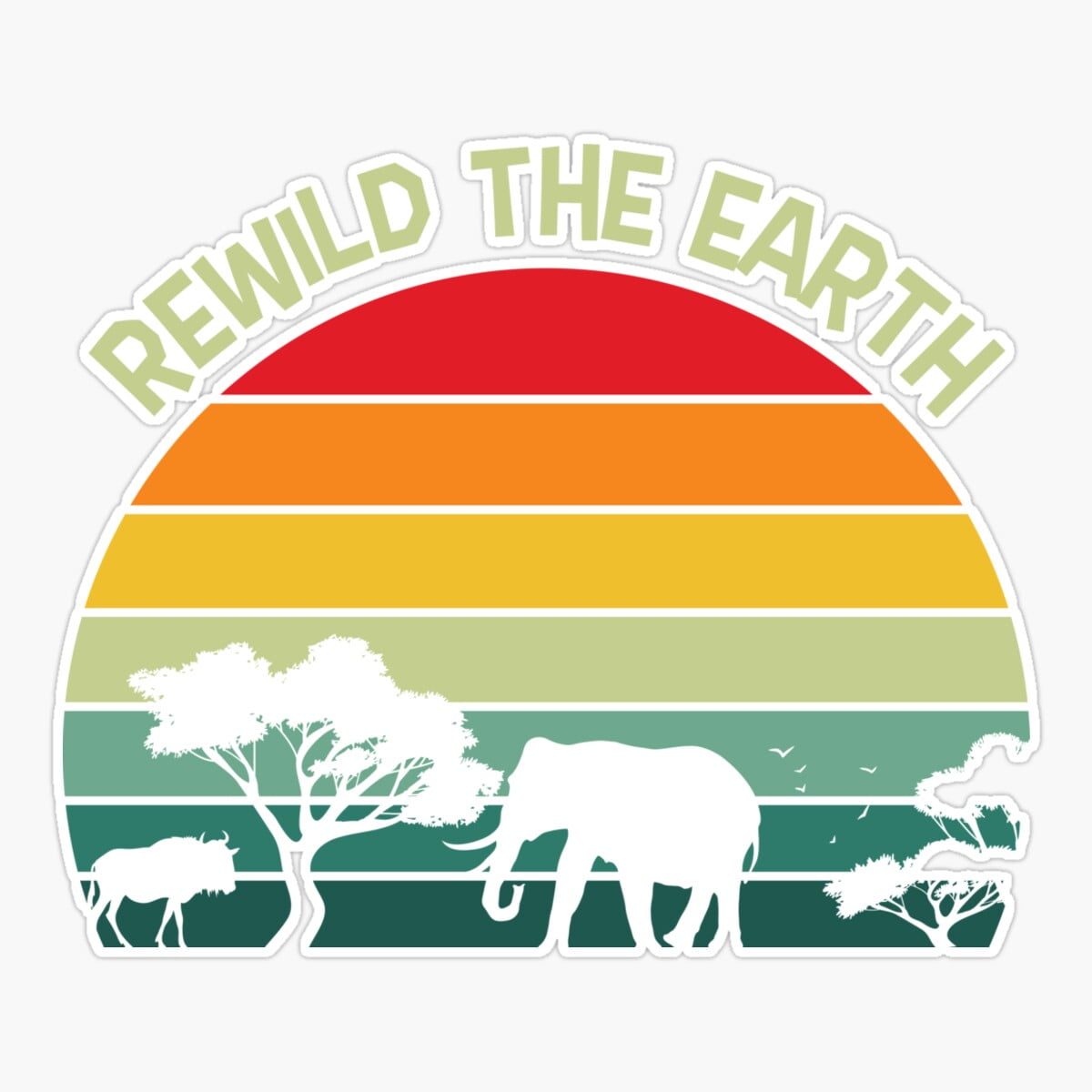 DOPASTICKER Rewild The Earth Forest Animals Retro Sticker, Phone ...