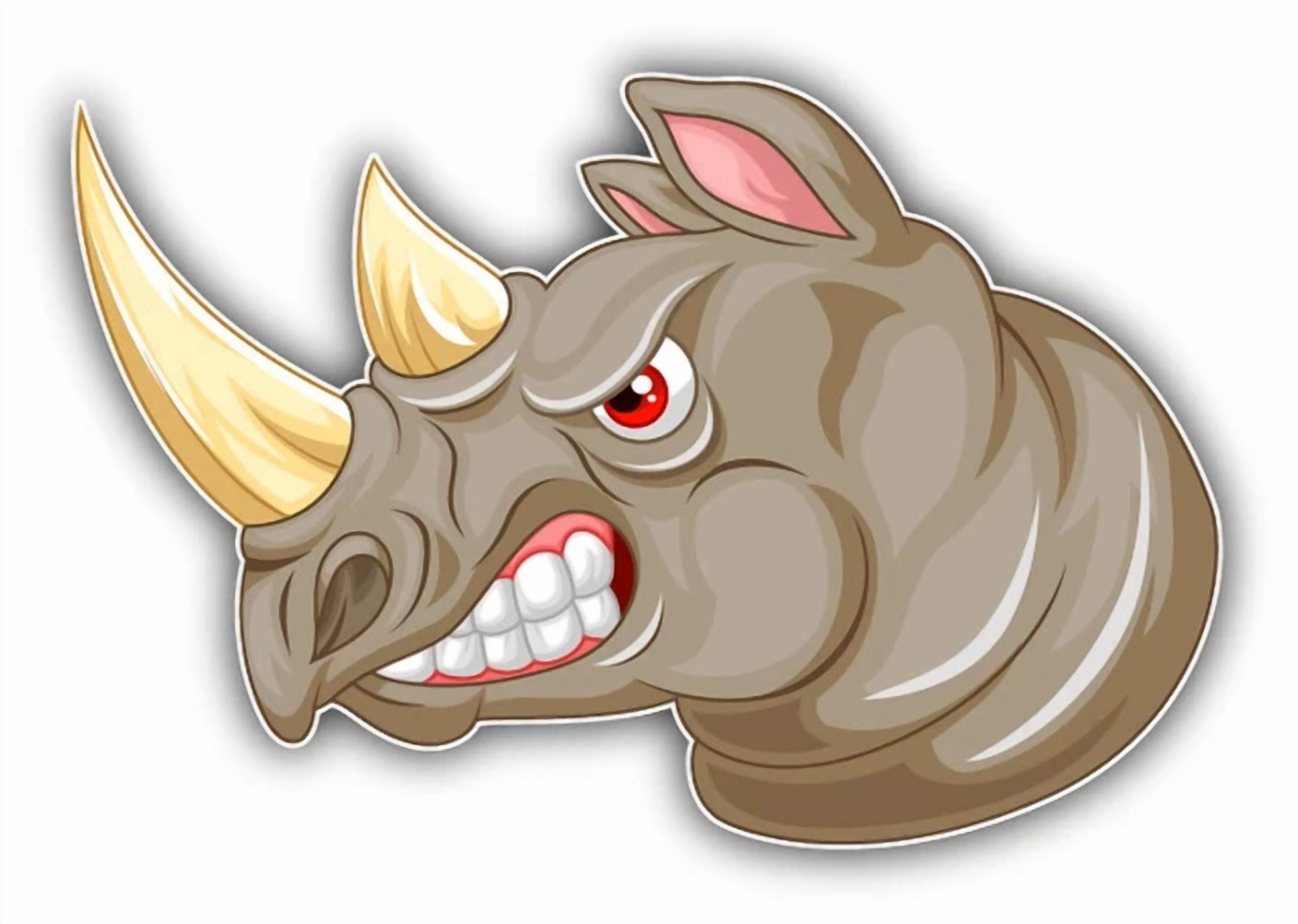 DOPASTICKER Rhino Angry Cartoon Sticker Decal Phone Decal Water Bottle ...