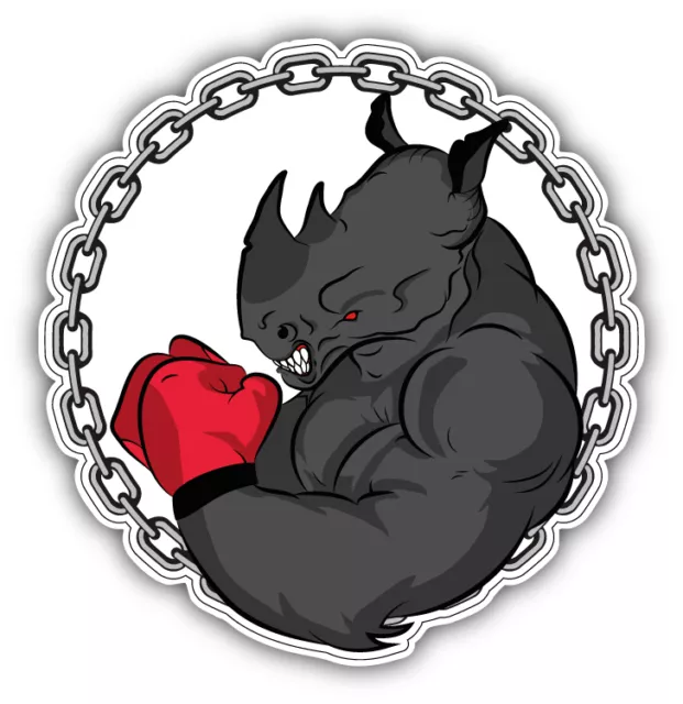 DOPASTICKER Rhino Boxer Mascot Sticker Decal Phone Decal Water Bottle ...
