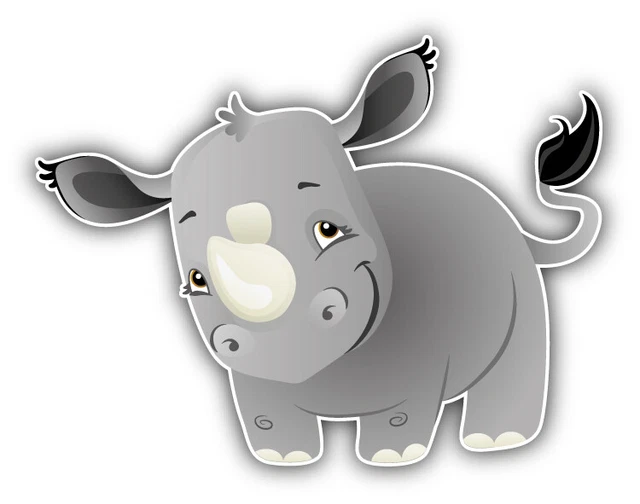 DOPASTICKER Rhino Cartoon Bumper Sticker Decal Phone Decal Water Bottle ...
