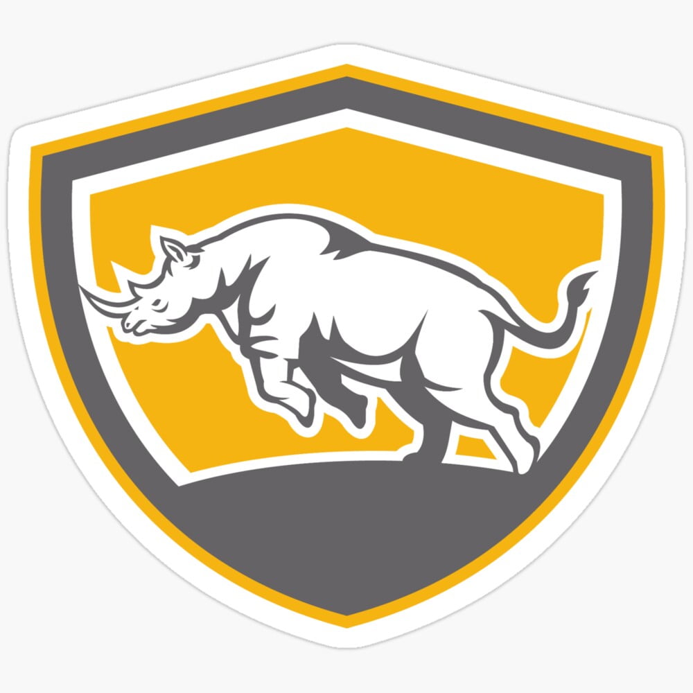 DOPASTICKER Rhinoceros Charging Side Shield Retro Sticker Phone Decal ...