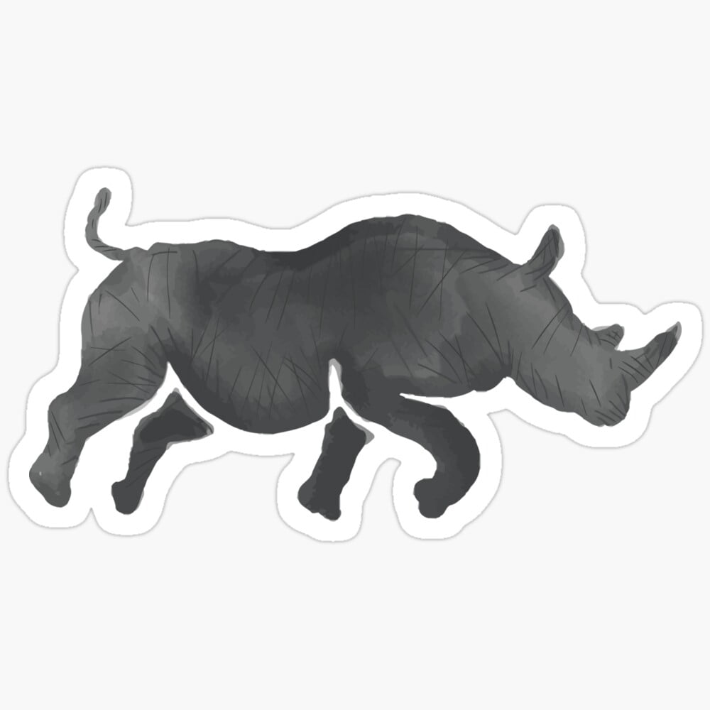 DOPASTICKER Rhinoceros Silhouette Running Watercolor Sticker Phone ...