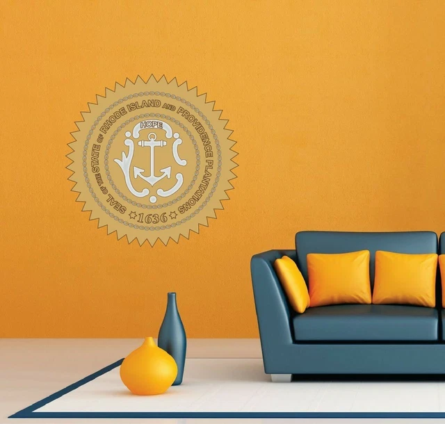 DOPASTICKER Rhode Island State Seal Usa Wall Room Garage Decor Sticker ...