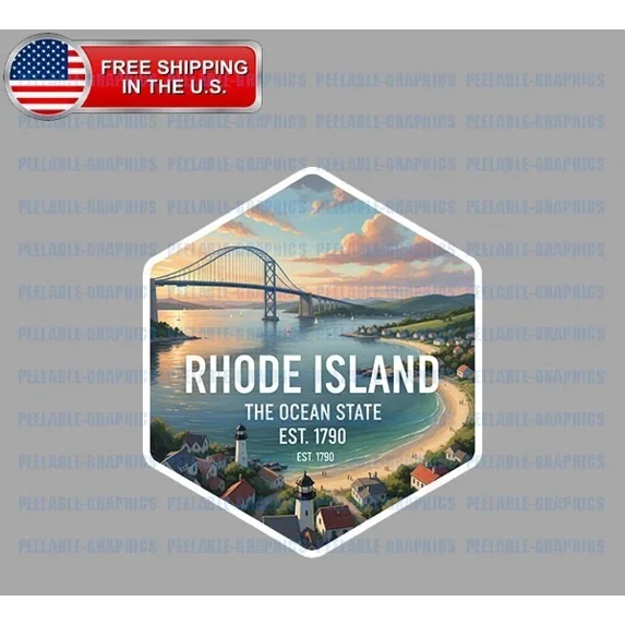 DOPASTICKER Rhode Island State Sticker Souvenir Travel Sticker Phone ...