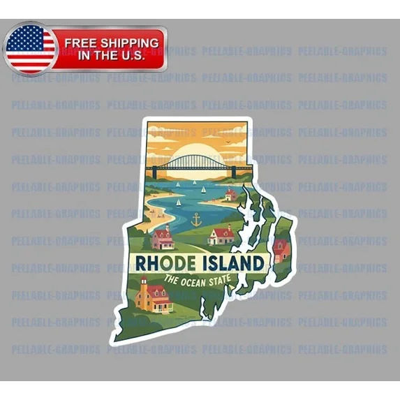 DOPASTICKER Rhode Island State Sticker Souvenir Travel Sticker Phone ...