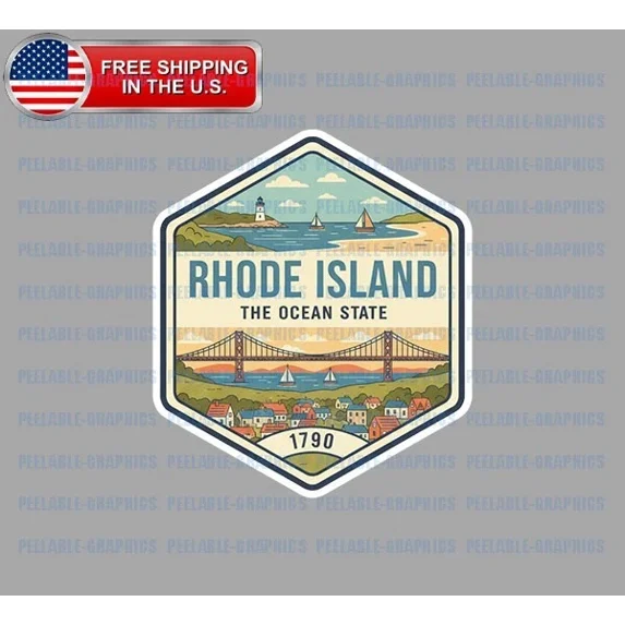 DOPASTICKER Rhode Island State Sticker Souvenir Travel Sticker Phone ...