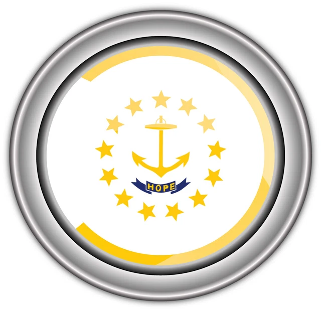 DOPASTICKER Rhode Island Usa State Flag Silver Badge Car Sticker Decal ...