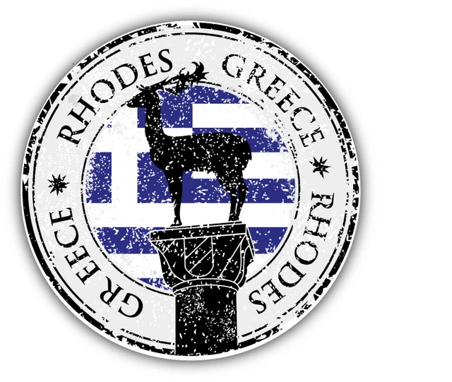 DOPASTICKER Rhodes Island Greece Flag Grunge Travel Stamp Sticker Decal ...