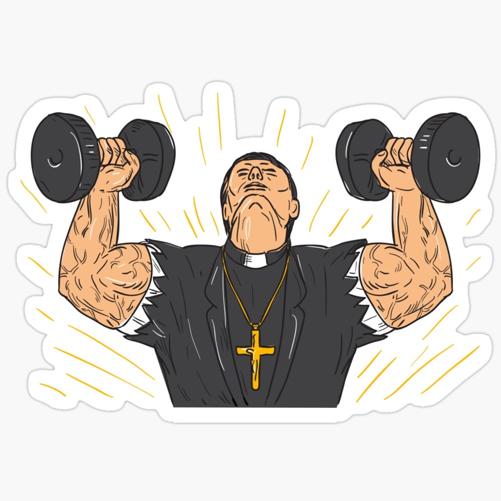 DOPASTICKER Ripped Priest Exercise Dumbbell Drawing Sticker Phone Decal ...