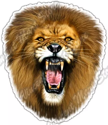 DOPASTICKER Roaring Lion Head Cat Roar Animal Wildlife Car Sticker ...