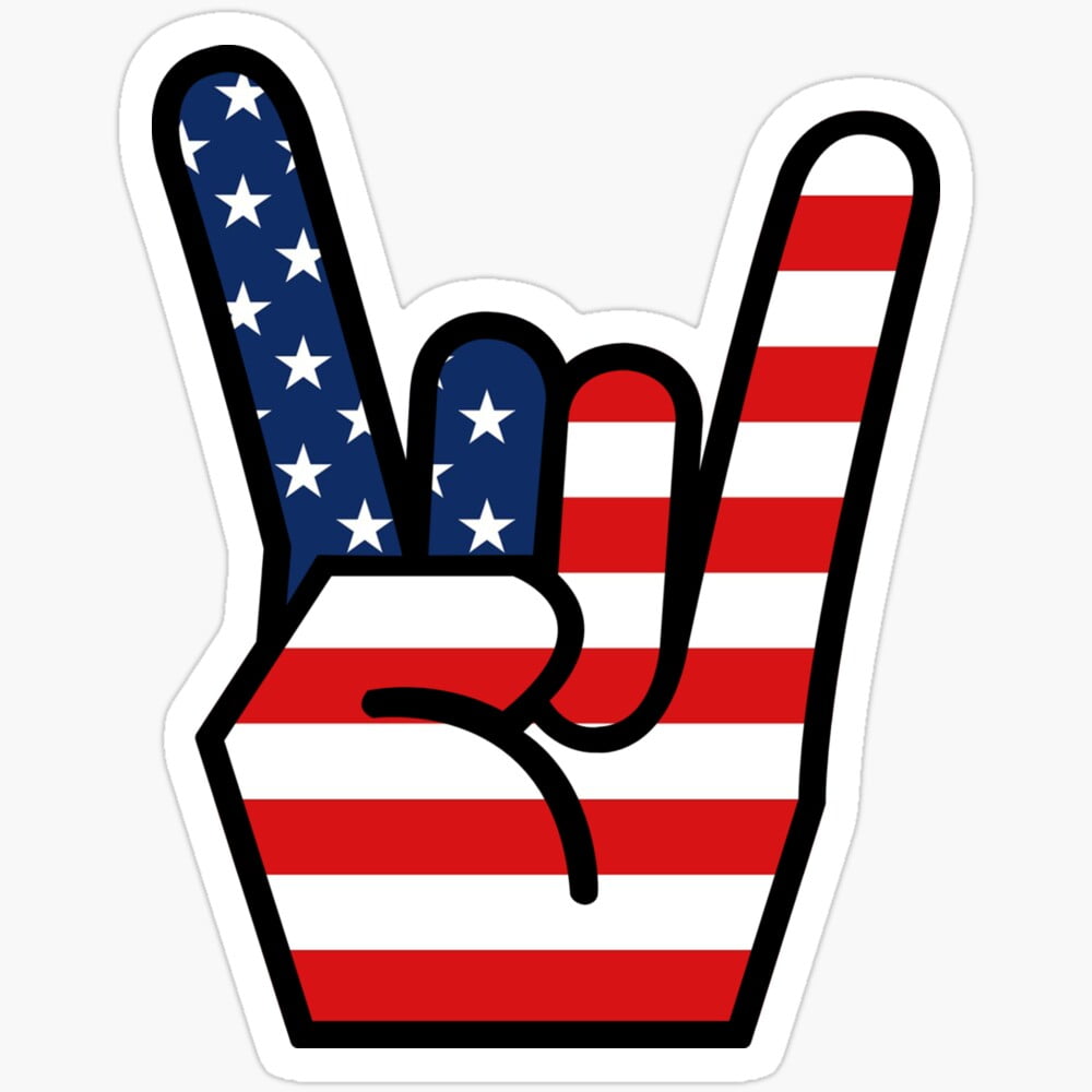DOPASTICKER Rock On Usa Hand Sign Sticker Fourth Of July Sticker ...