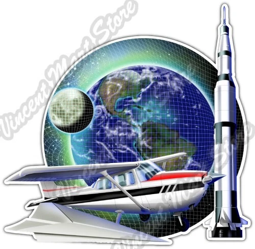 DOPASTICKER Rocket Planet Earth Moon Plane Aerospace Air Car Sticker ...