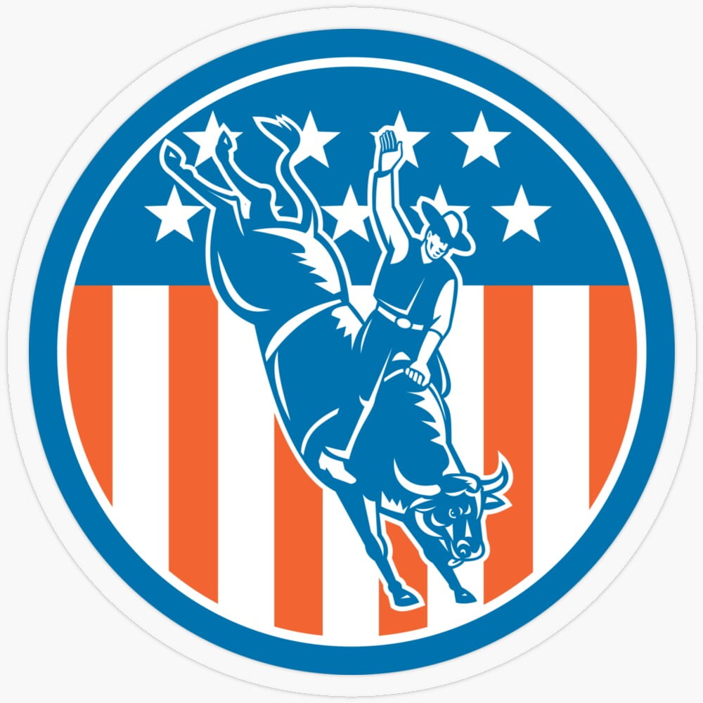DOPASTICKER Rodeo Cowboy Bull Riding Circle Retro Transparent Sticker ...
