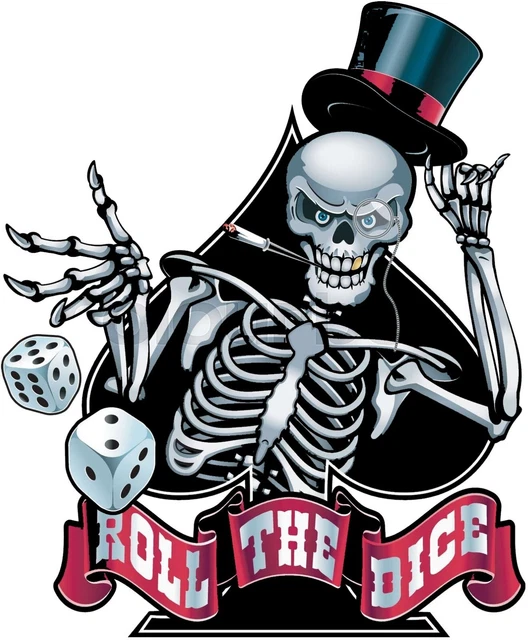 DOPASTICKER Roll The Dice Skull Laptop Sticker Window Sticker Phone ...