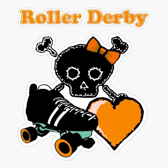 DOPASTICKER Roller Derby Heart (Orange) Sticker, Phone Sticker Car ...