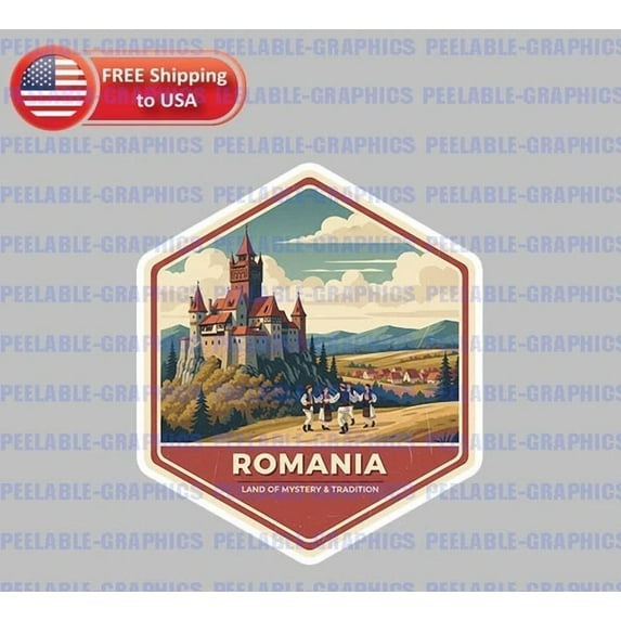DOPASTICKER Romania Country Sticker Souvenir Travel Map Sticker Phone ...