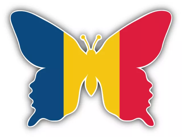 DOPASTICKER Romania Flag Butterfly Sticker Decal Phone Decal Water ...