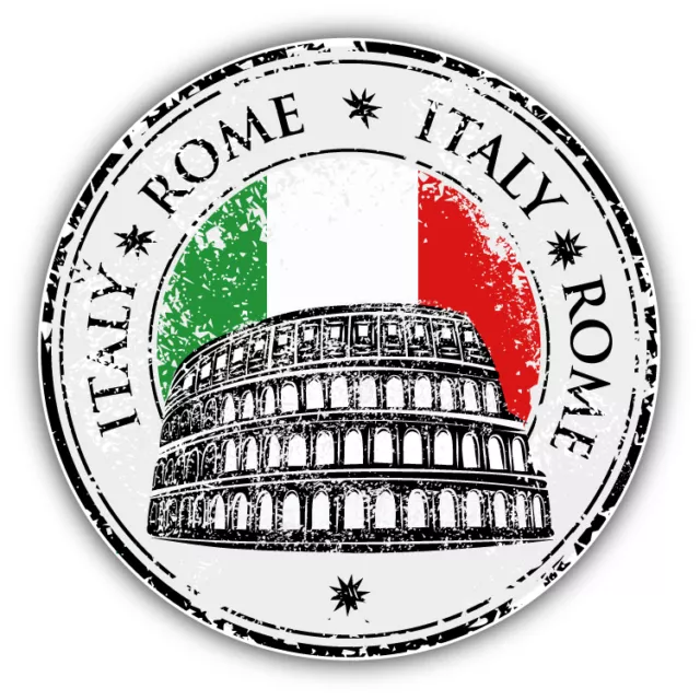 DOPASTICKER Rome City Italy Flag Grunge Travel Stamp Sticker Decal ...