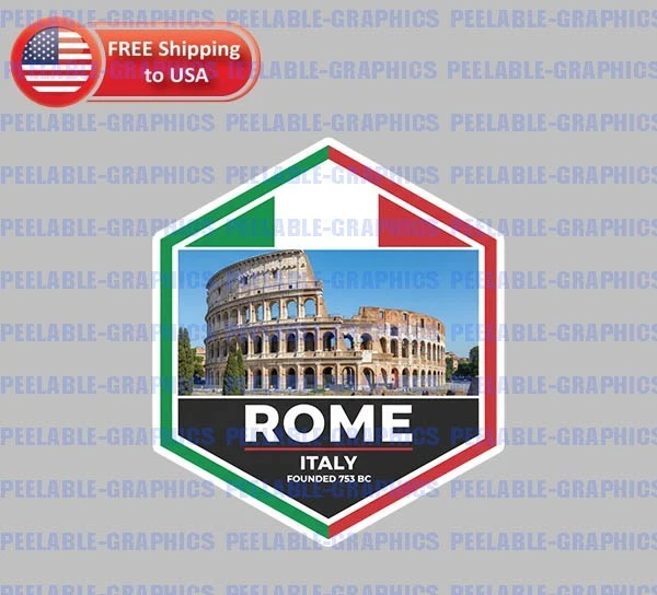 DOPASTICKER Rome Italy Country Souvenir Sticker Travel Luggage Sticker ...