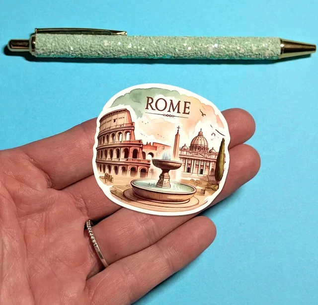 DOPASTICKER Rome Travel Sticker Watercolor For Luggage, Laptop, Or ...