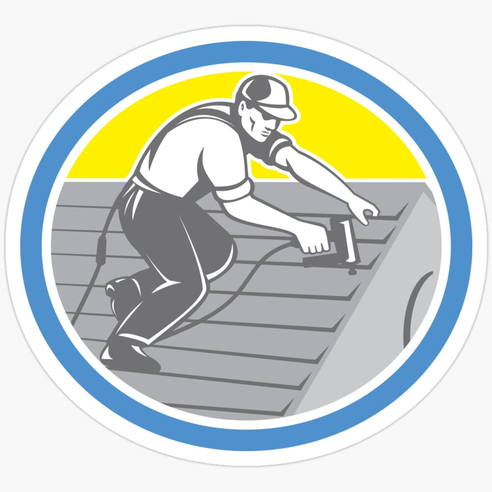 DOPASTICKER Roofer Roofing Worker Circle Retro Sticker Phone Decal ...