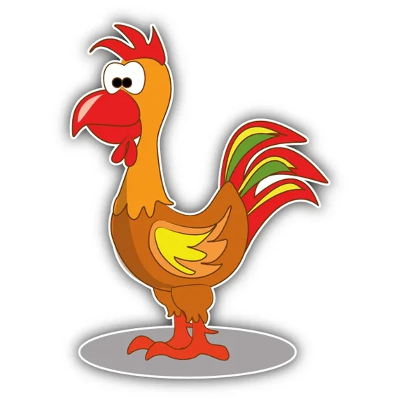 DOPASTICKER Rooster Cartoon Sticker Decal Phone Decal Water Bottle ...