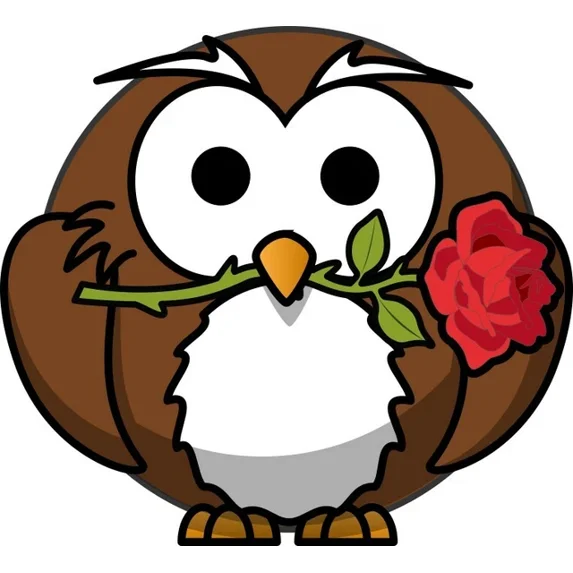 DOPASTICKER Rose Owl Sticker Phone Sticker, Latop Sticker, Lover Gift ...