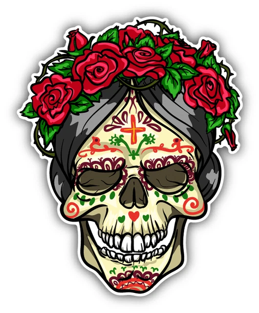 DOPASTICKER Rose Skull Day Of The Dead Sticker Decal Phone Decal Water ...