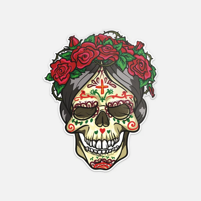 DOPASTICKER Rose Skull Day Of The Dead Sticker Decal Phone Decal Water ...