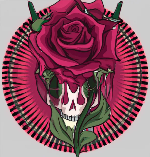 DOPASTICKER Rose Sticker Dripping Paint Gothic Graffiti Skull Street ...