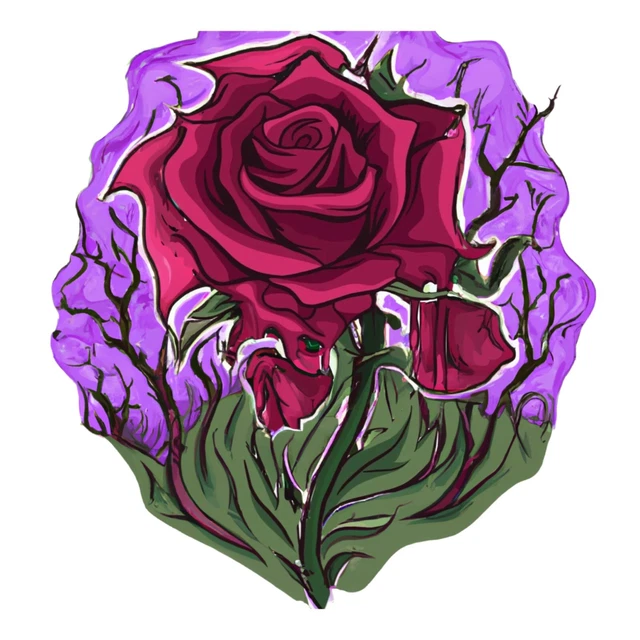 DOPASTICKER Rose Sticker Dripping Purple Gothic Graffiti Swirl Love Art ...