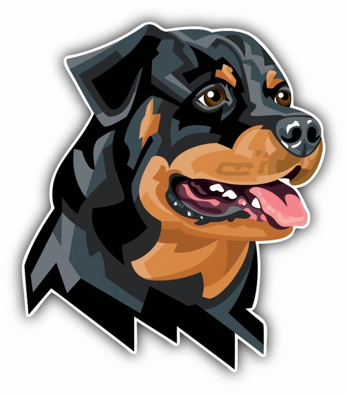 DOPASTICKER Rottweiler Dog Face Sticker Decal Phone Decal Water Bottle ...