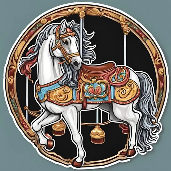 DOPASTICKER Round Carousel Horse Sticker Phone Decal Water Bottle ...