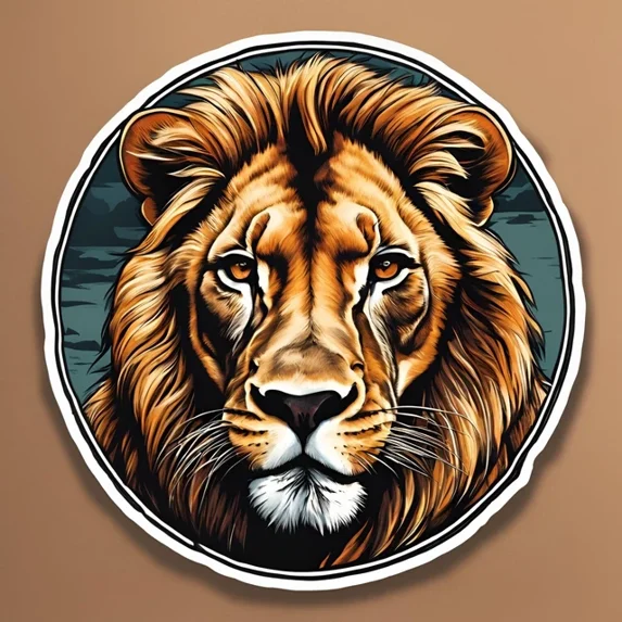DOPASTICKER Round Lion Face Sticker Phone Decal Water Bottle Stickers ...