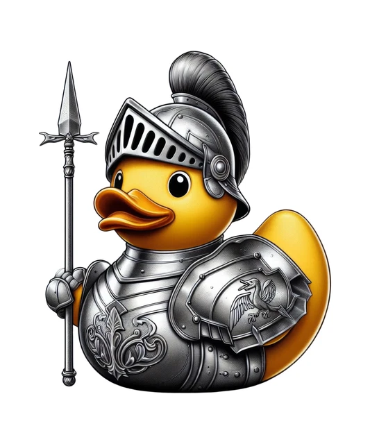 DOPASTICKER Rubber Duck Sticker Knight Shining Armor Silver Medieval ...