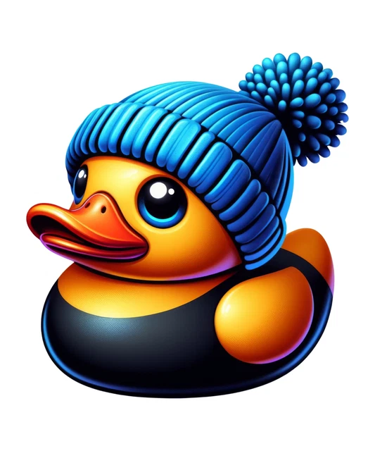 DOPASTICKER Rubber Duck Sticker Snow Beanie Blue Ski Outdoors Winter ...