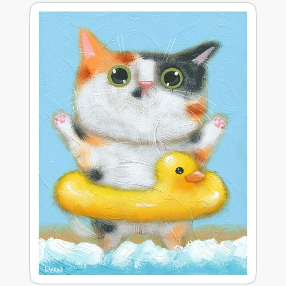 DOPASTICKER Rubber Ducky Kitty 2 Sticker, Decorate Laptops, Water ...