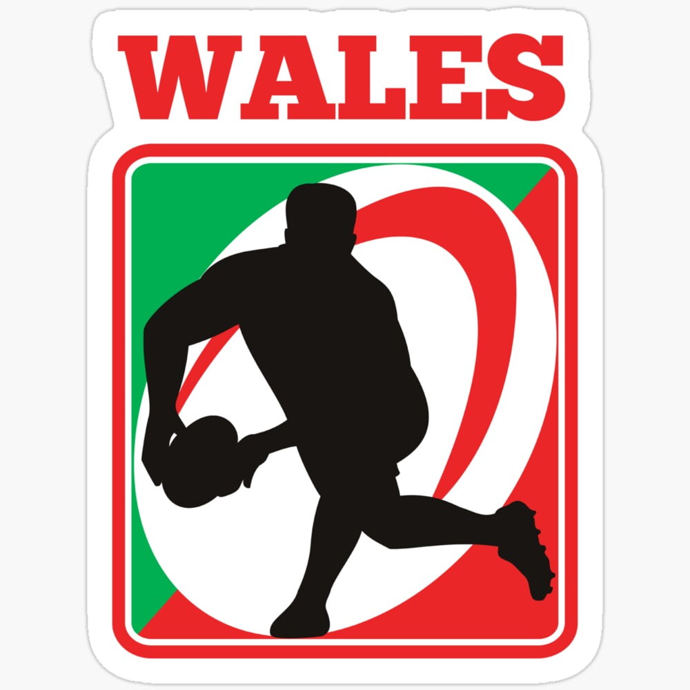 DOPASTICKER Rugby Player Running Passing Ball Wales Sticker Phone Decal ...