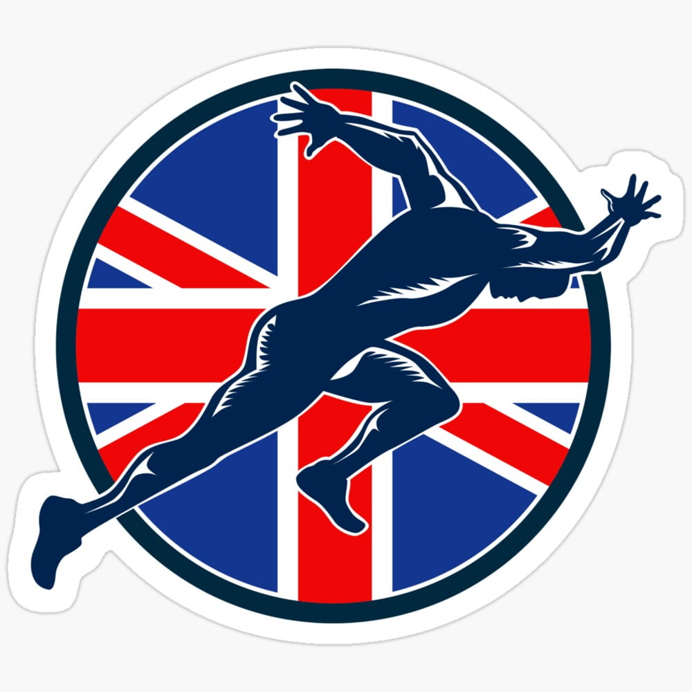 DOPASTICKER Runner Sprinter Start British Flag Circle Sticker Phone ...