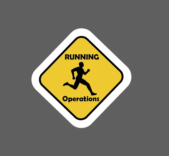 DOPASTICKER Running Operations Sticker Caution Warning Business Sticker ...
