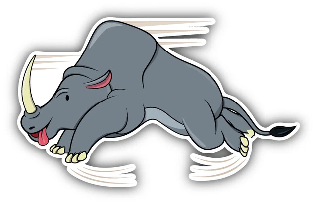 DOPASTICKER Running Rhino Cartoon Sticker Decal Phone Decal Water ...