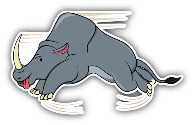 DOPASTICKER Running Rhino Cartoon Sticker Decal Phone Decal Water ...