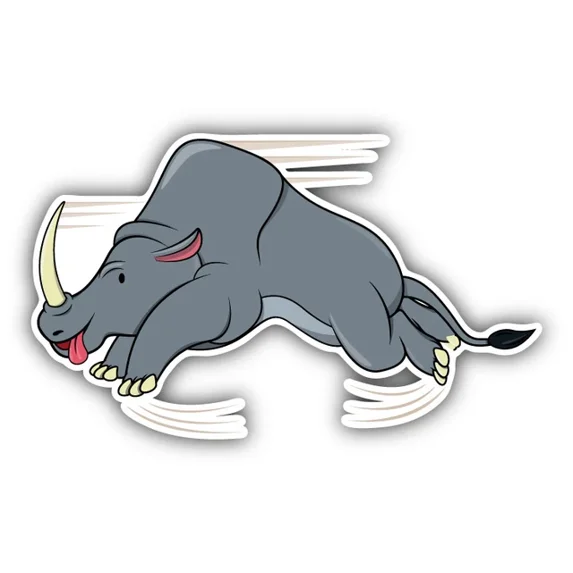 DOPASTICKER Running Rhino Cartoon Sticker Decal Phone Decal Water ...