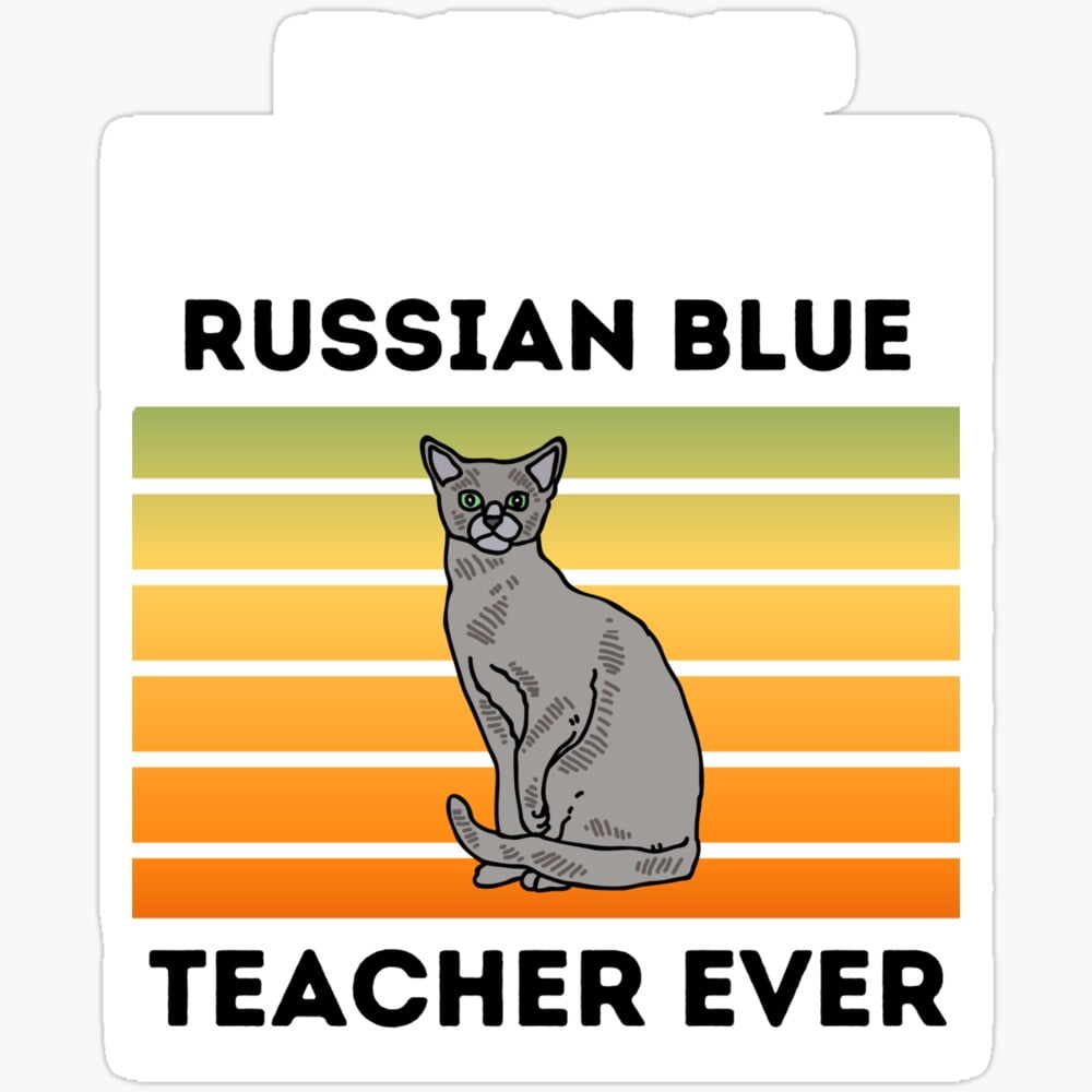 DOPASTICKER Russian Blue Cat Teacher Lovers, Gift Teachers Russian Blue ...
