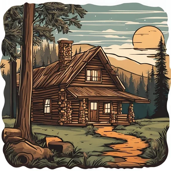 DOPASTICKER Rustic Log Cabin Sticker Phone Decal Water Bottle Stickers ...