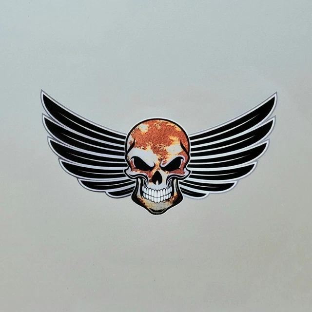 DOPASTICKER Rusty Rusted Metal Effect Skull With Wings Sticker For Car ...