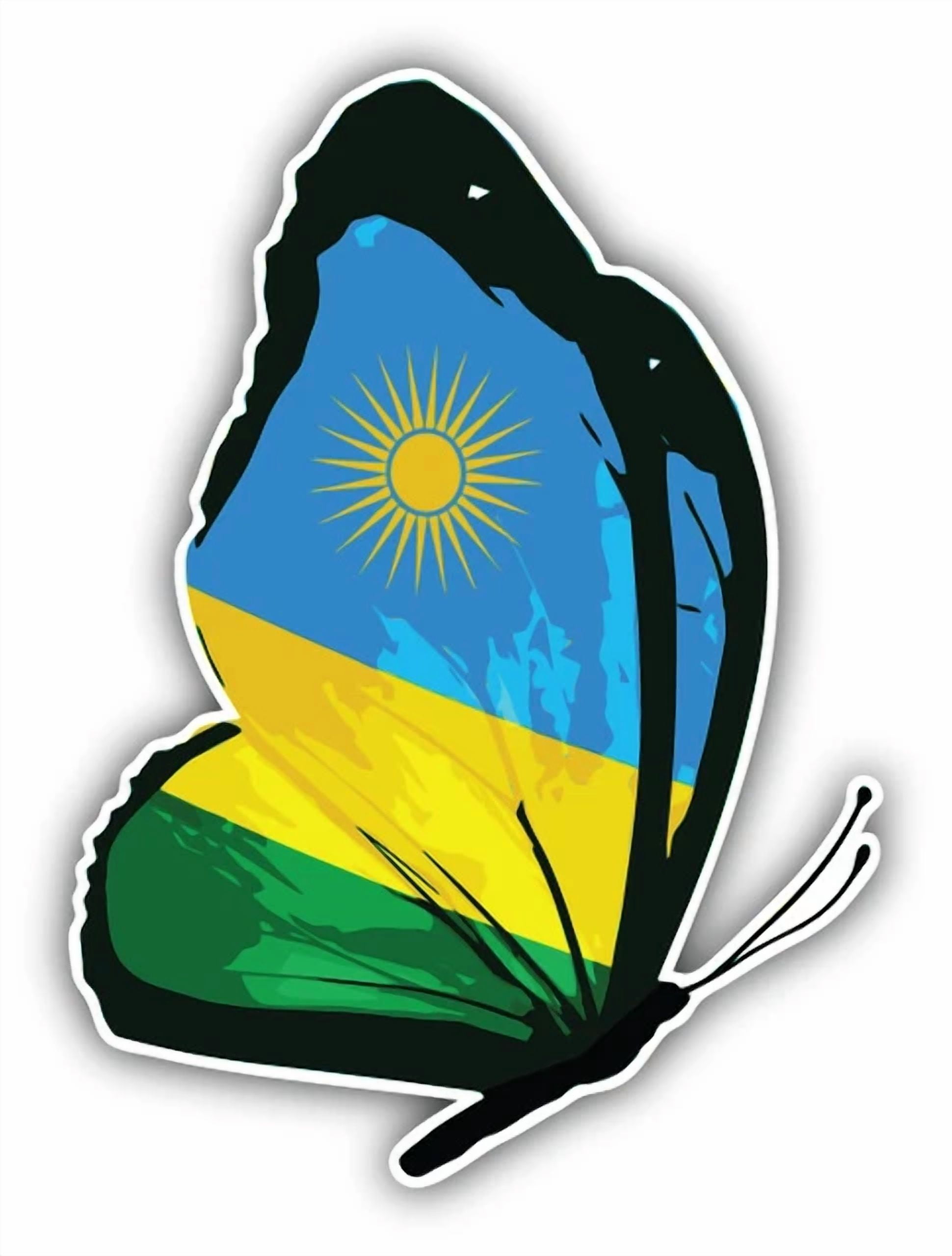 DOPASTICKER Rwanda Flag Butterfly Sticker Decal Phone Decal Water ...
